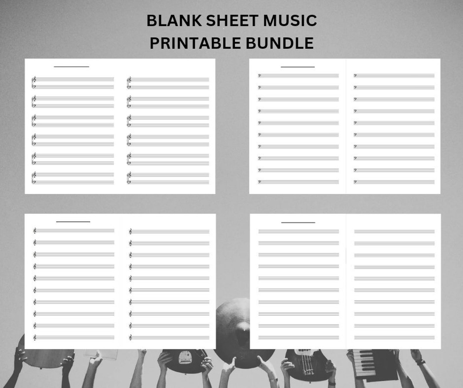 Bundle Printable A4 Sheet Music. Blank Sheet Music Printable. Blank ...