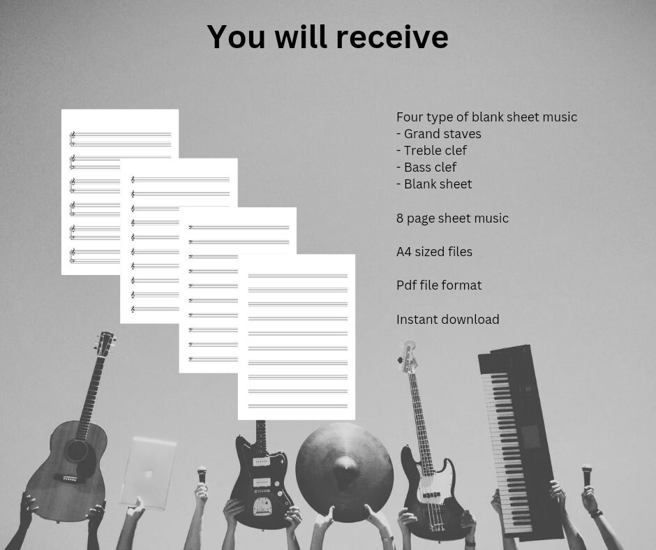 Bundle Printable A4 Sheet Music. Blank Sheet Music Printable. Blank ...