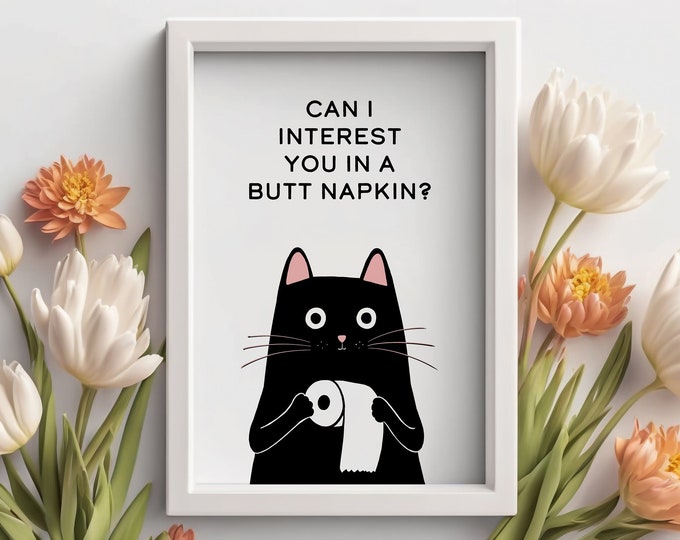 Funny Cat Art Print Pet Portrait Cat Wall Decor Funny Cat Lover Gift ...
