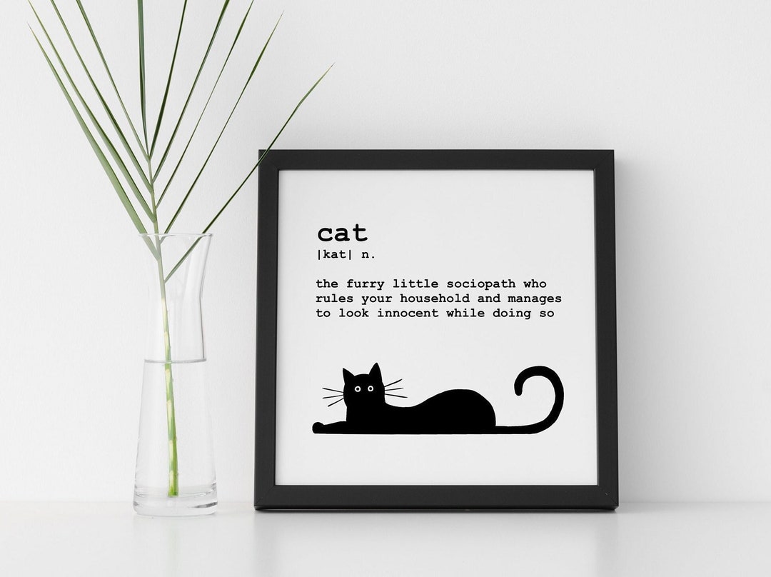 Funny Cat Art Print | Pet Portrait Cat Wall Decor | Funny Cat Lover Gift | Kitten Cat Mom Gift ...