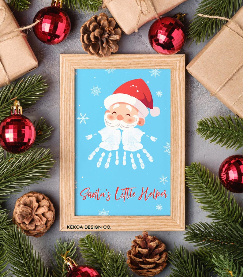 Christmas Handprint Art, Santa's Little Helper, Craft for Kids Baby ...