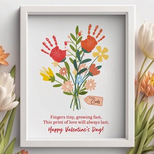Flower Bouquet Handprint Paint Art, Valentine Craft for Kids Baby ...