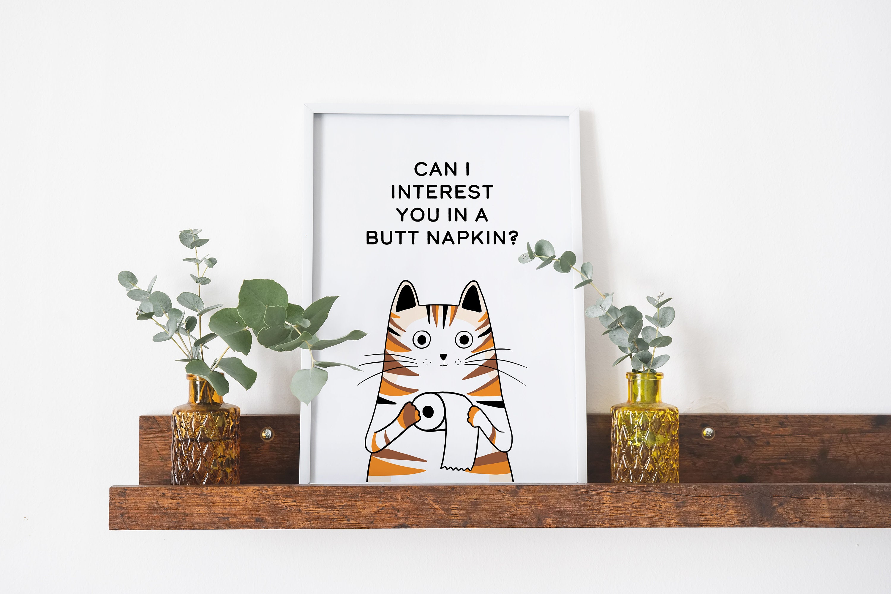 Tricolor Calico Cat Art Print Toilet Bathroom Art Pet Portrait Wall ...