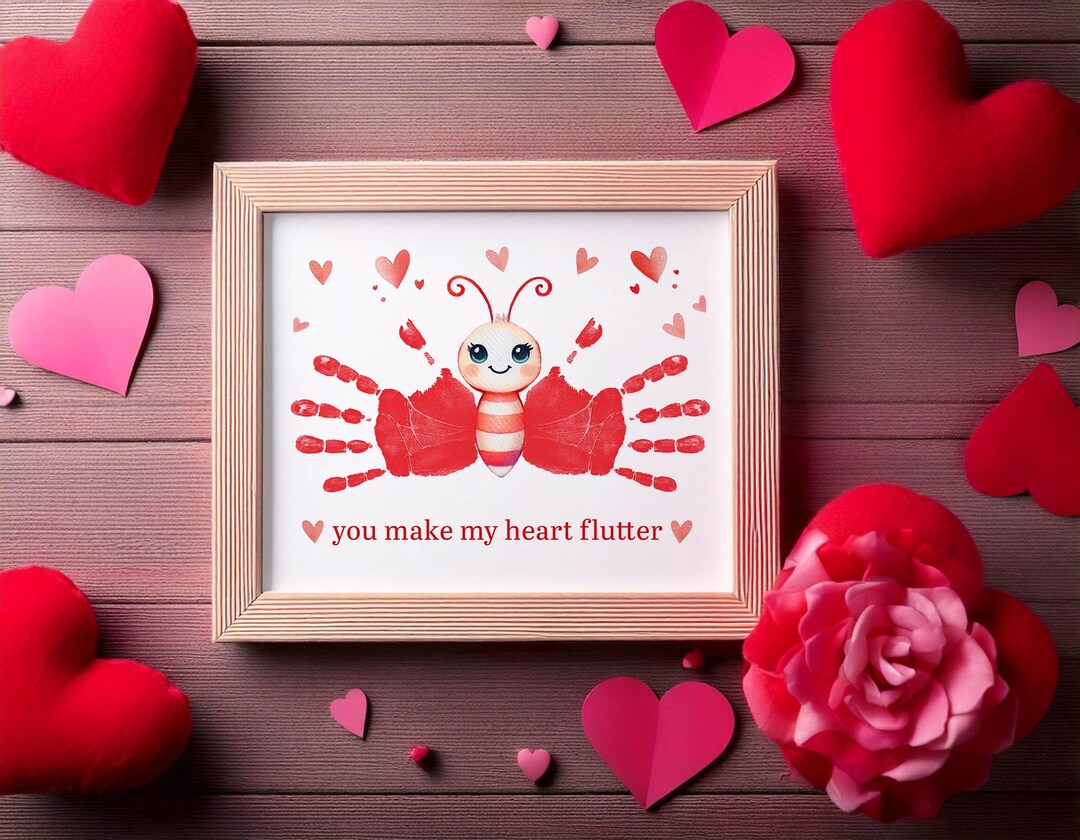 Butterfly Handprint Valentines Day Art, Paint Craft for Kids Baby ...
