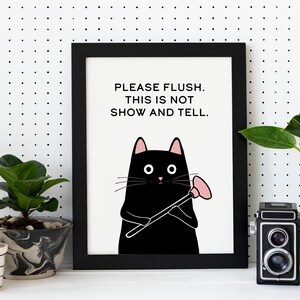 Funny Bathroom Toilet Cat Art | Please Flush | Plunger Art | Pet ...