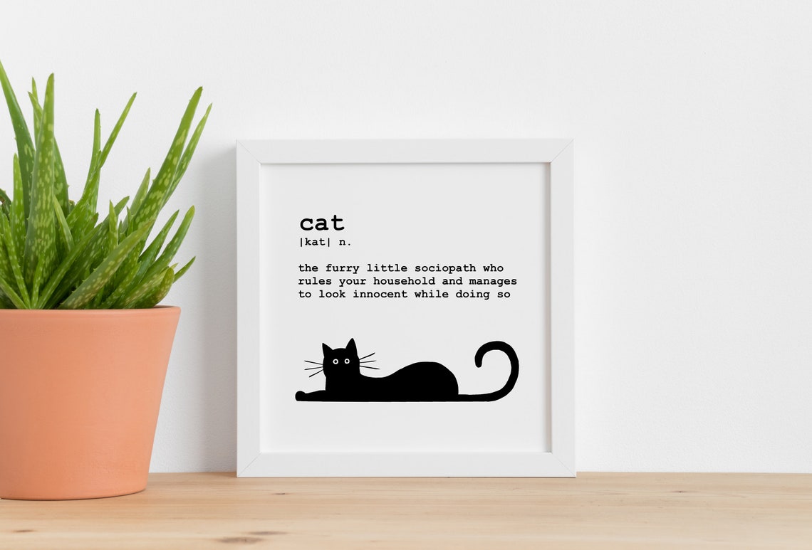 Funny Cat Art Print Pet Portrait Cat Wall Decor Funny Cat - Etsy