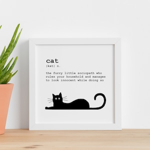 Funny Cat Art Print | Pet Portrait Cat Wall Decor | Funny Cat Lover Gift | Kitten Cat Mom Gift ...