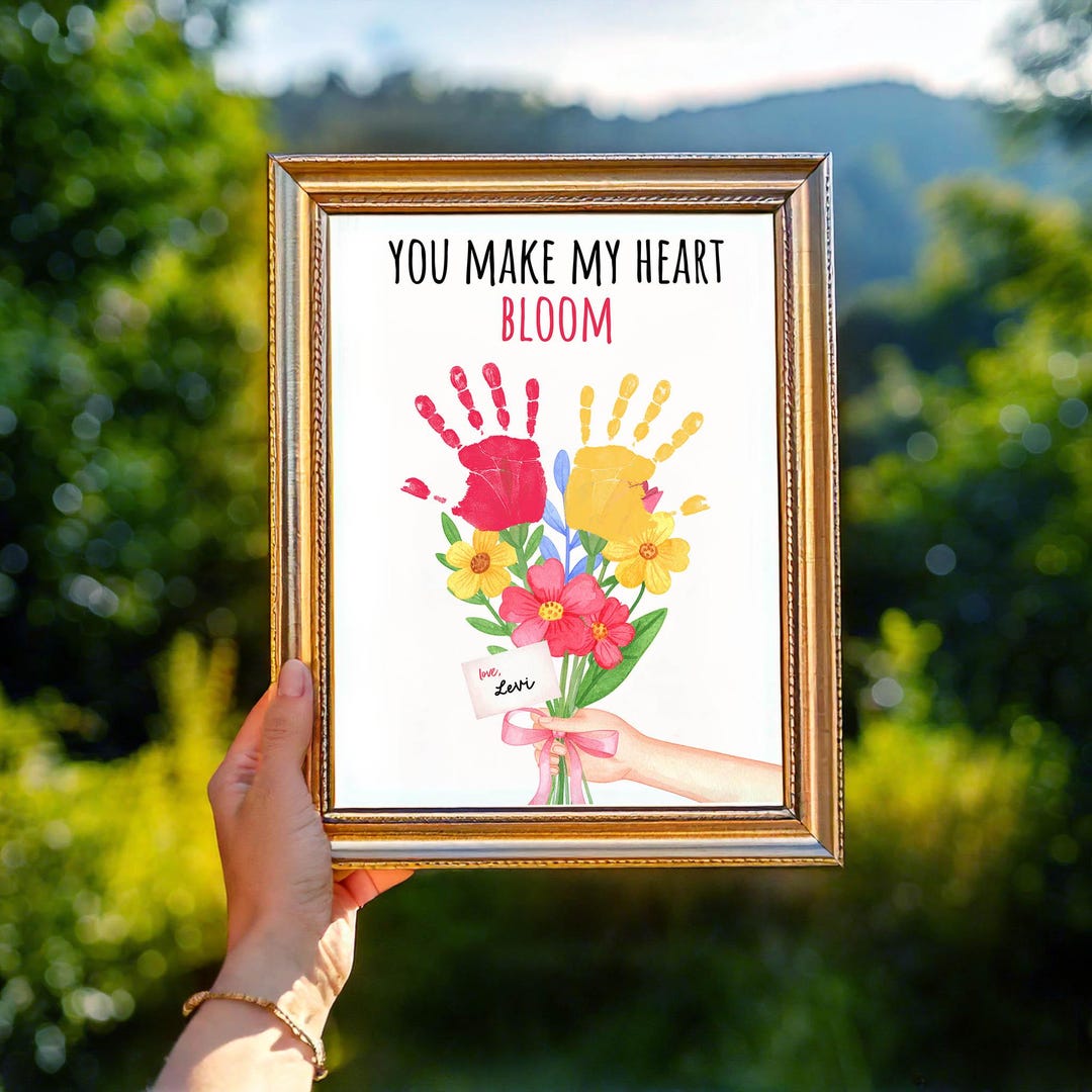 You Make My Heart Bloom Handprint Art | Printable Flower Bouquet ...