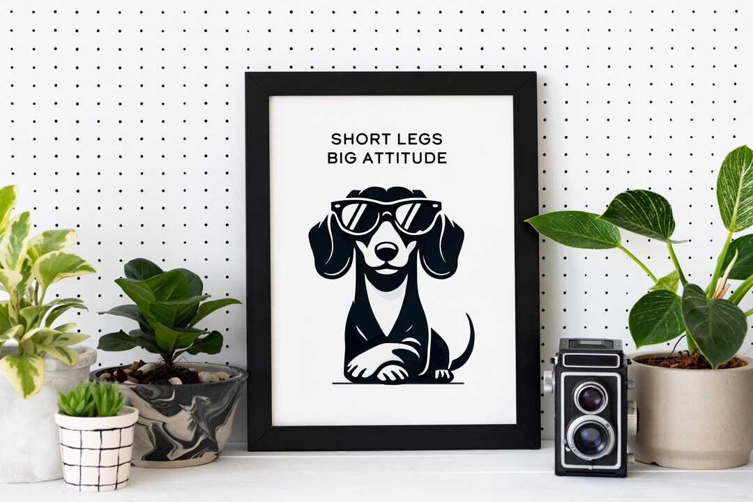 Dachshund Dog Art Print | Short Legs Big Attitude | Pet Portrait Cat ...