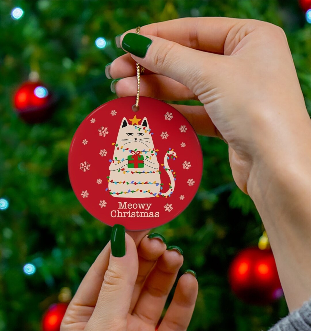 Cat Christmas Ornament Meowy Christmas Funny Cat Gift Cat Lover Gift ...