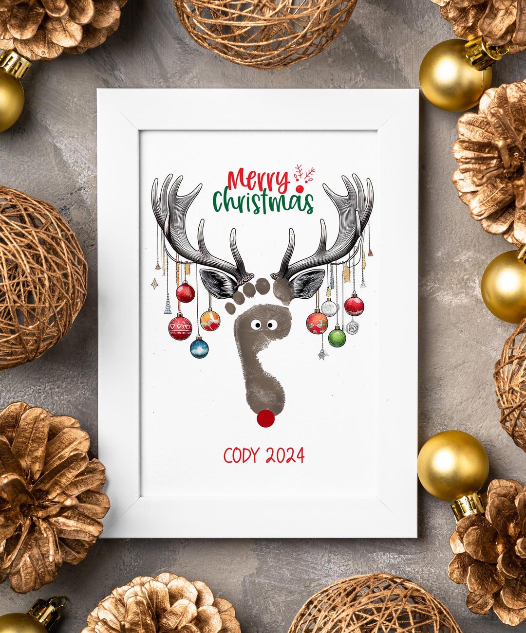 Christmas Footprint Art, Reindeer, Craft for Kids Baby Toddler, Gift ...