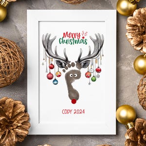 Christmas Footprint Art, Reindeer, Craft for Kids Baby Toddler, Gift ...