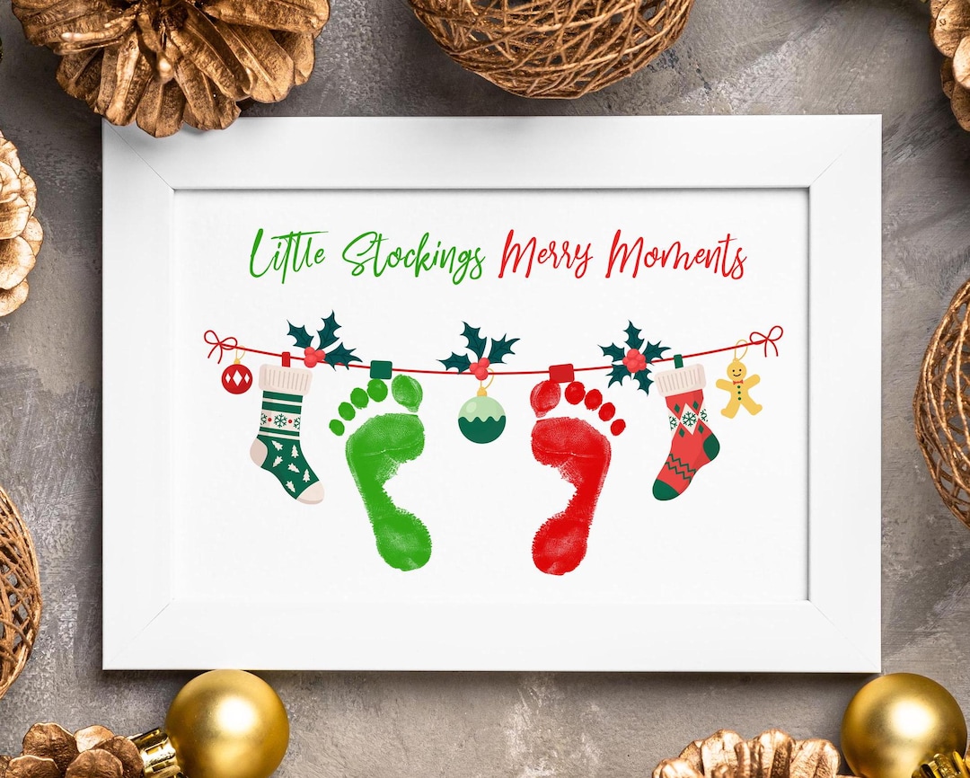 Christmas Footprint Art, Little Stockings, Craft for Kids Baby Toddler ...