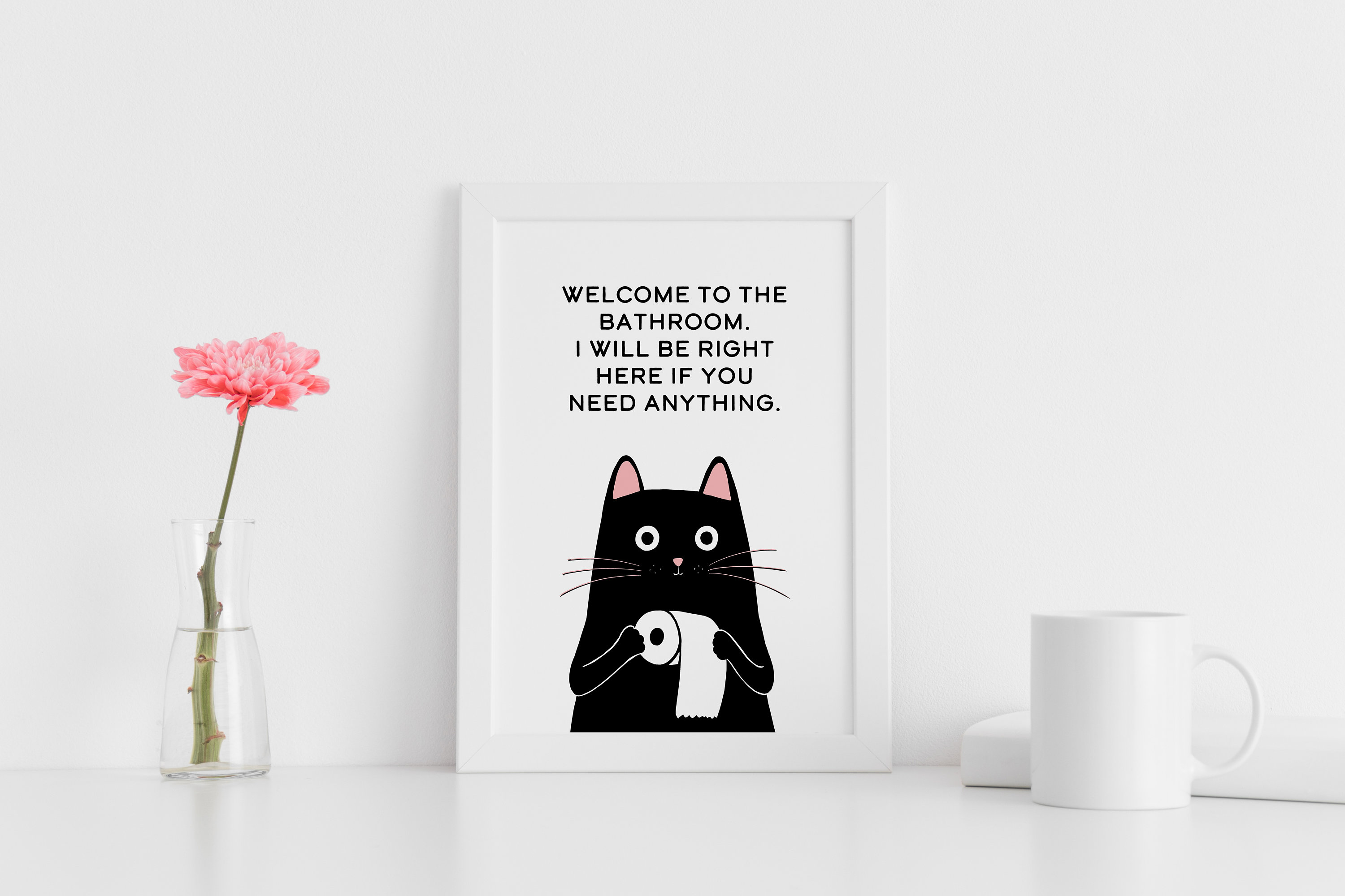 Bathroom Cat Art Print Welcome to the Bathroom Pet - Etsy