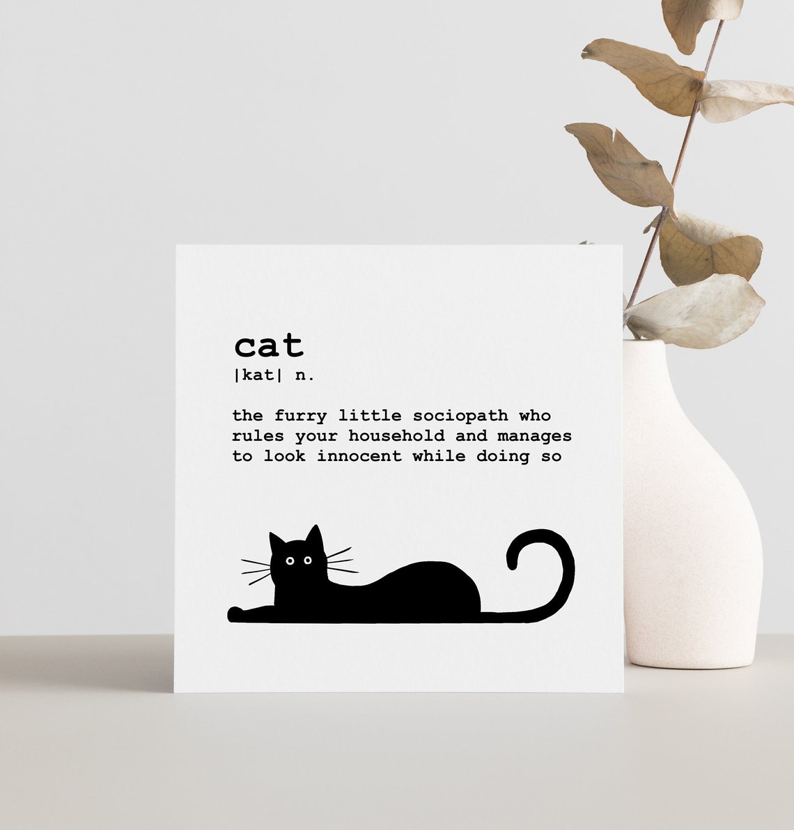 Funny Cat Art Print | Pet Portrait Cat Wall Decor | Funny Cat Lover ...