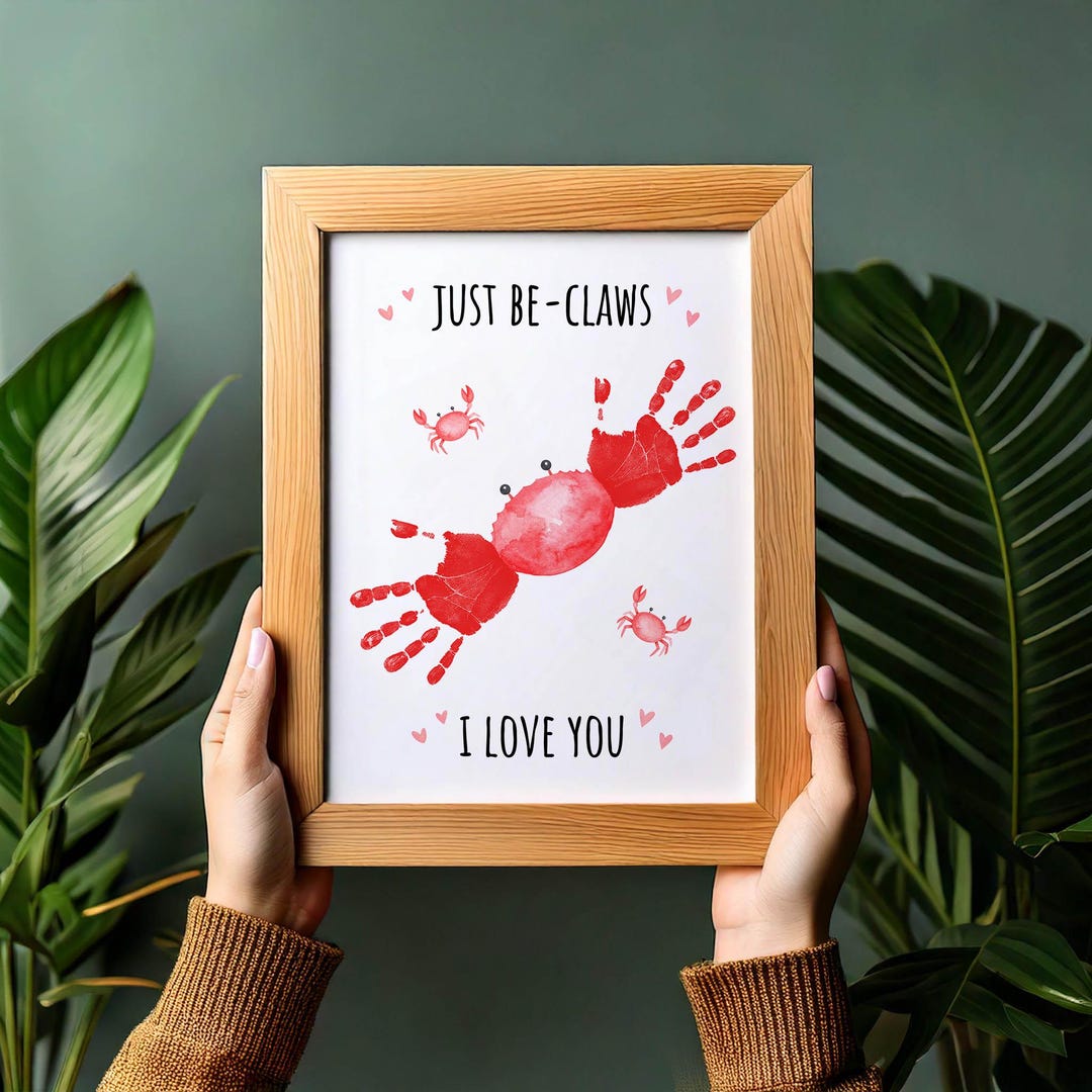 Just Be-claws I Love You Handprint Art | Crab Printable Keepsake | Baby ...