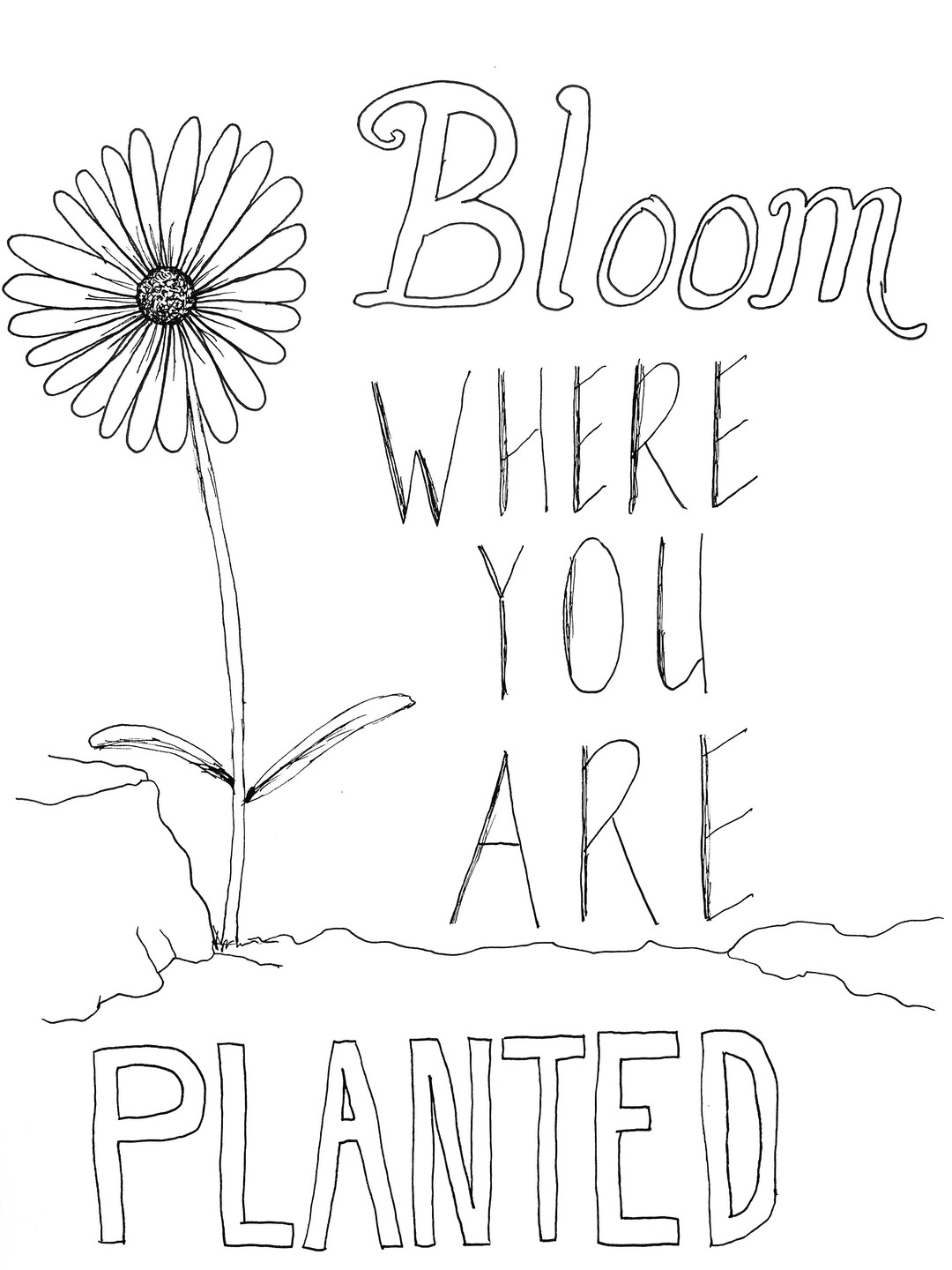 Bloom Where You Are Planted Coloring Sheet - Etsy