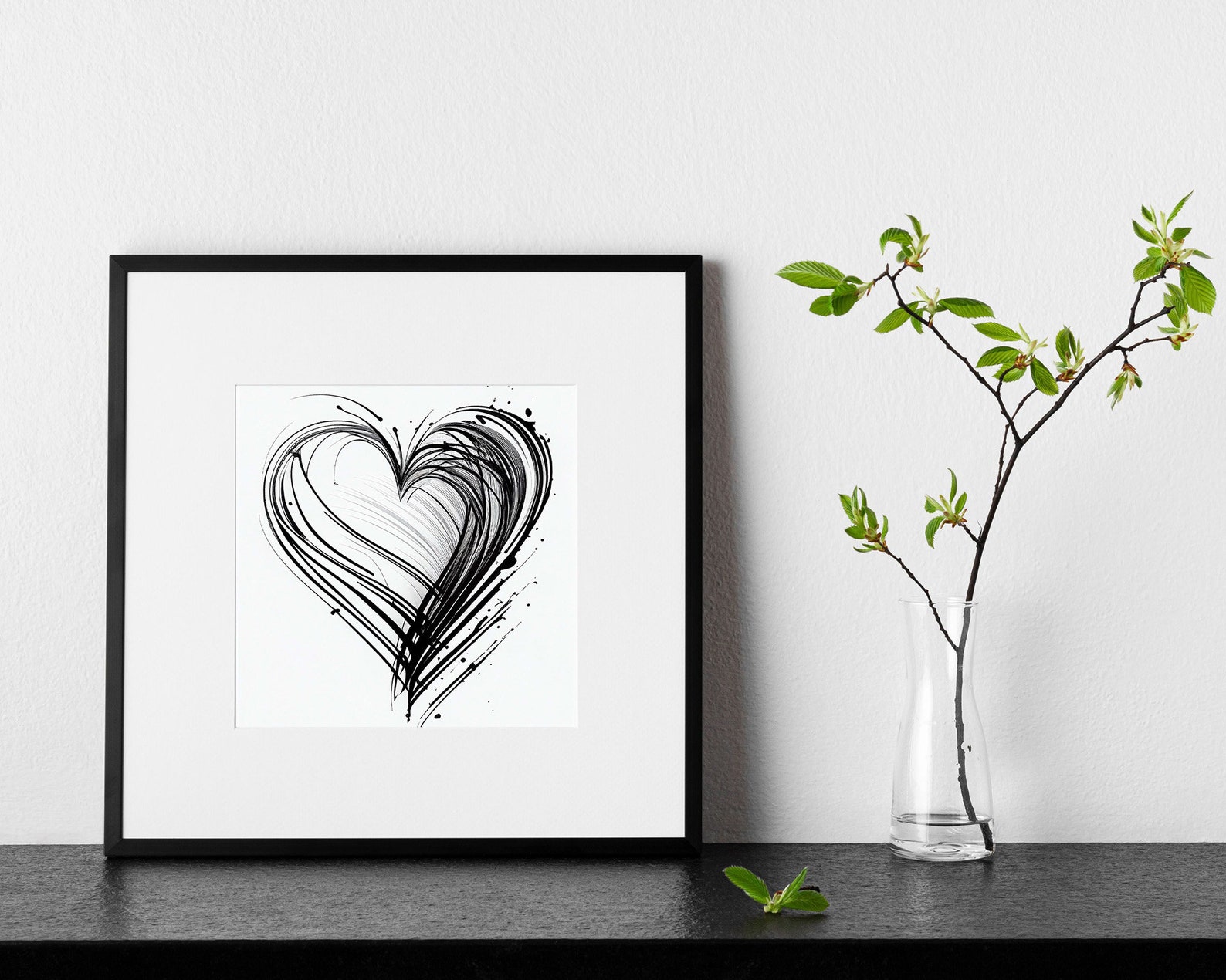 Printable Simplistic Heart Black and White - Etsy