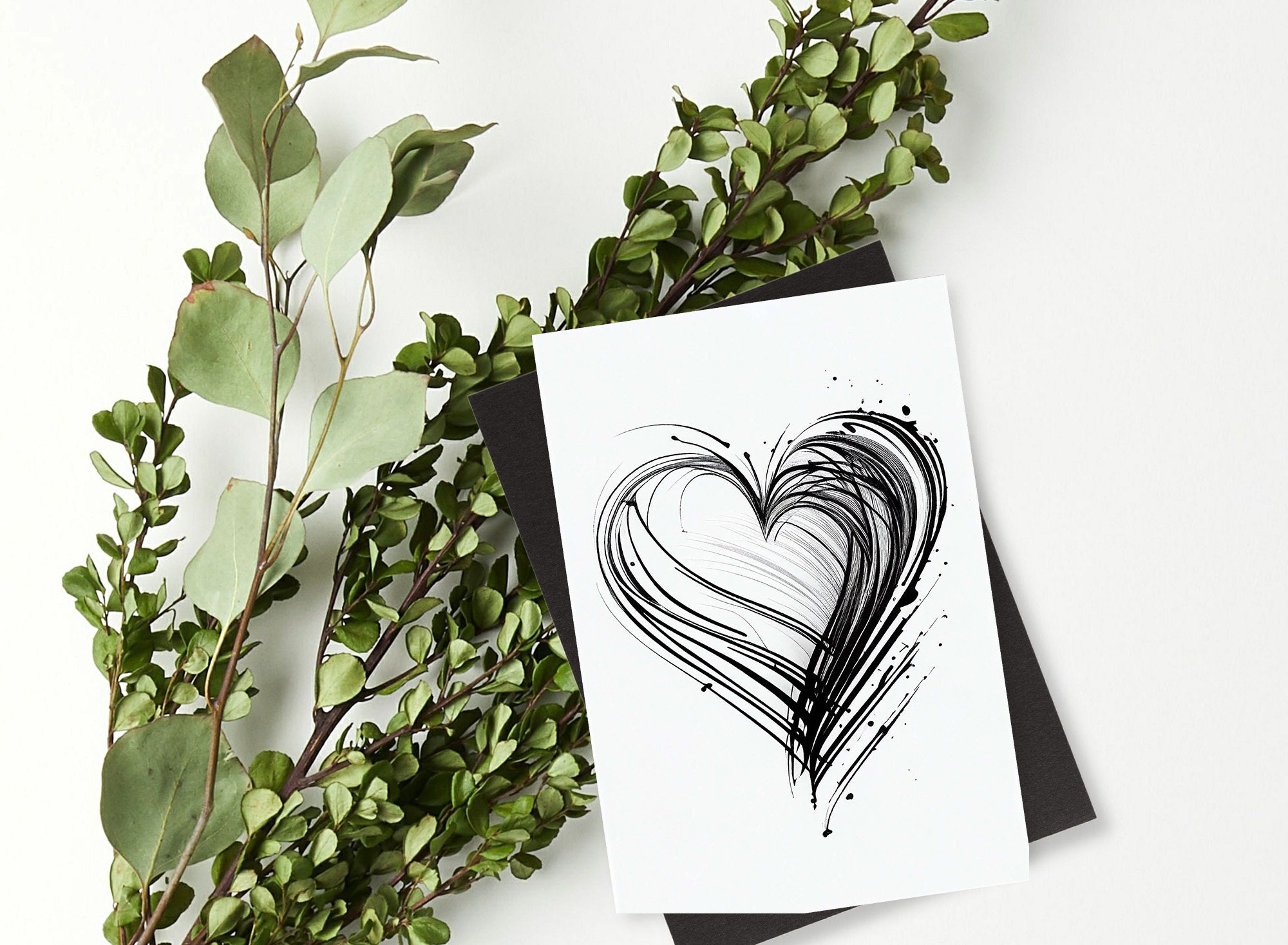 Printable Simplistic Heart Black and White - Etsy