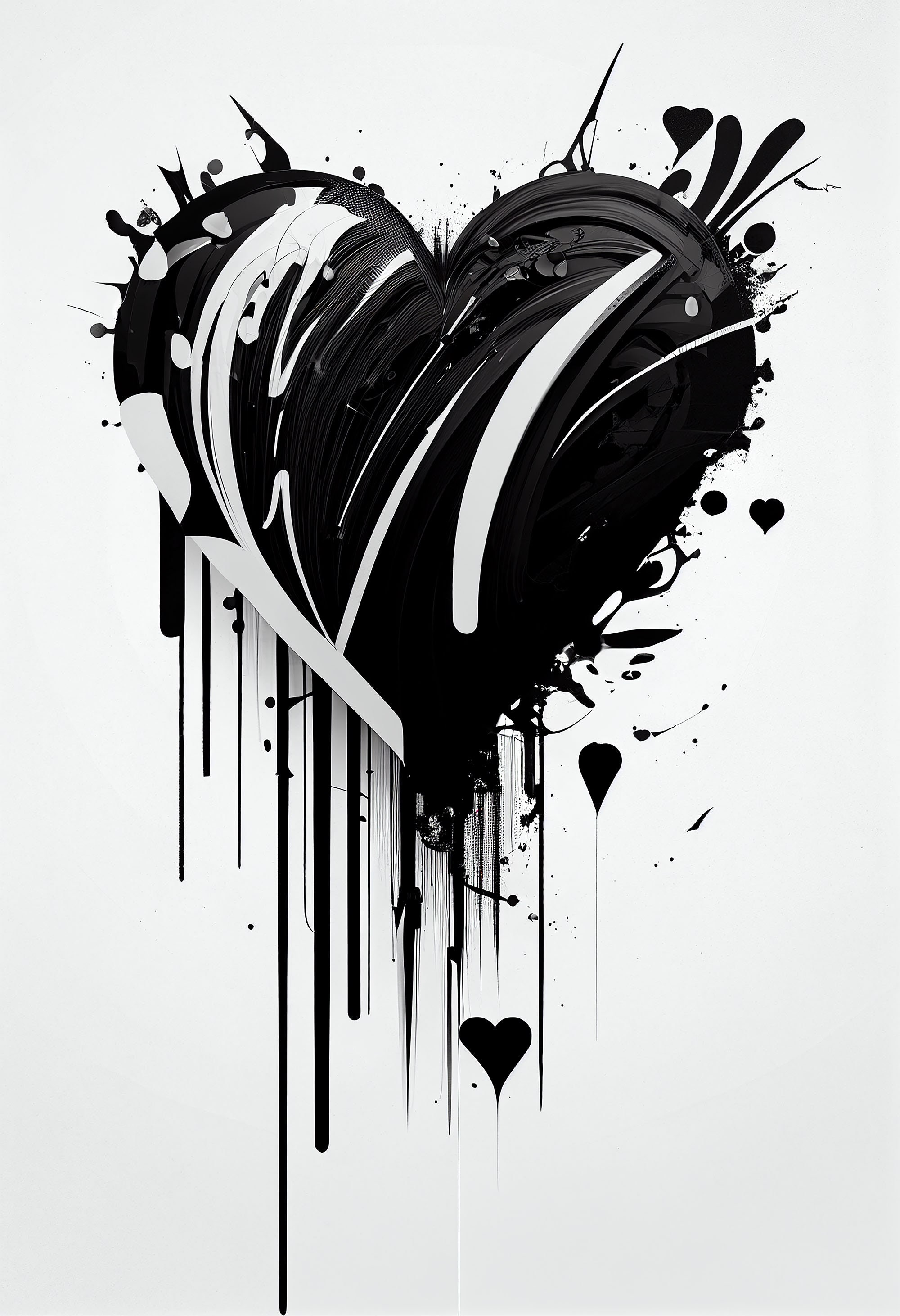 Printable Black and White Heart Dark and Elegance - Etsy