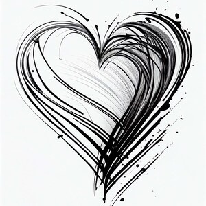 Printable Simplistic Heart Black and White - Etsy