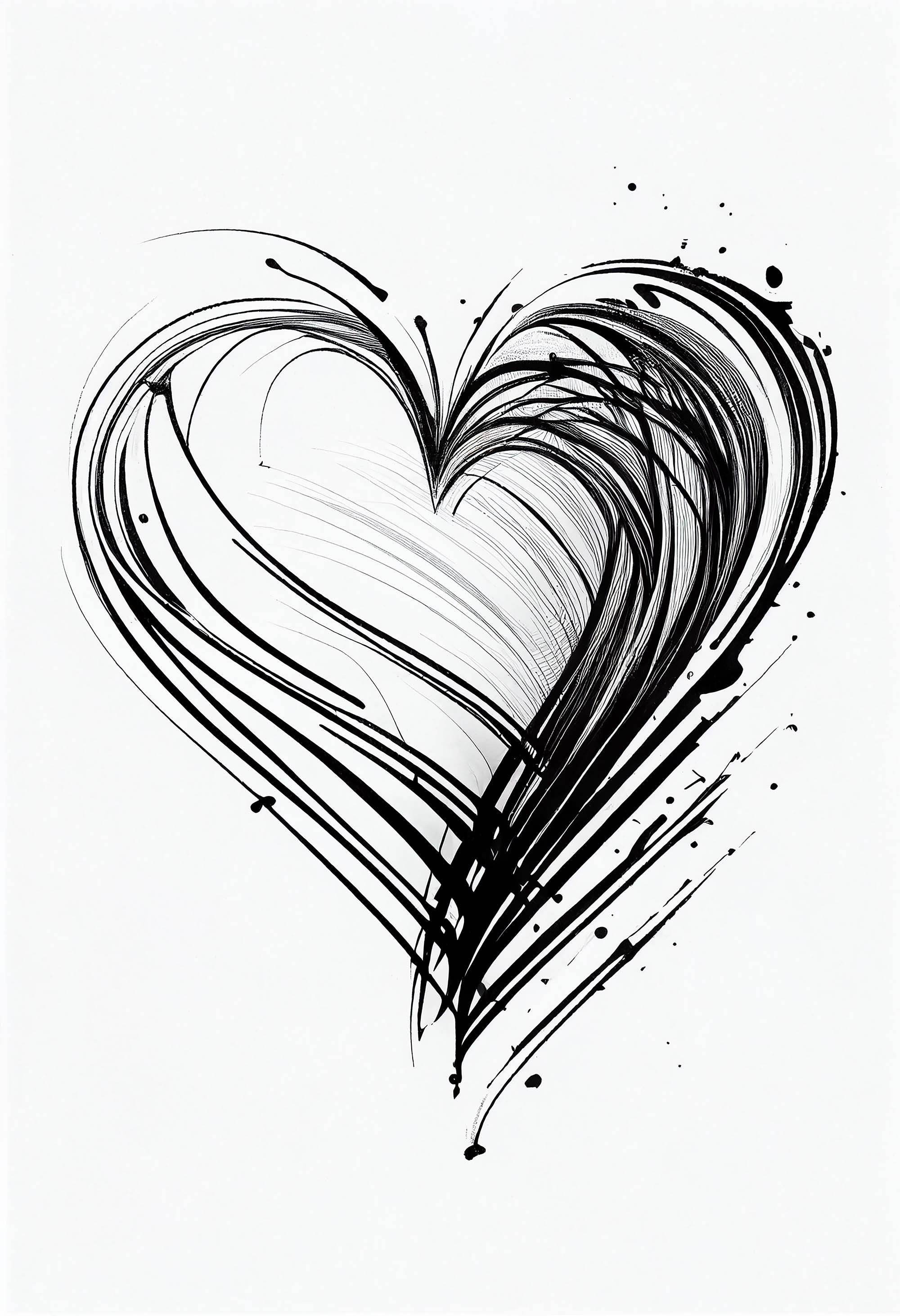 Printable Simplistic Heart Black and White - Etsy