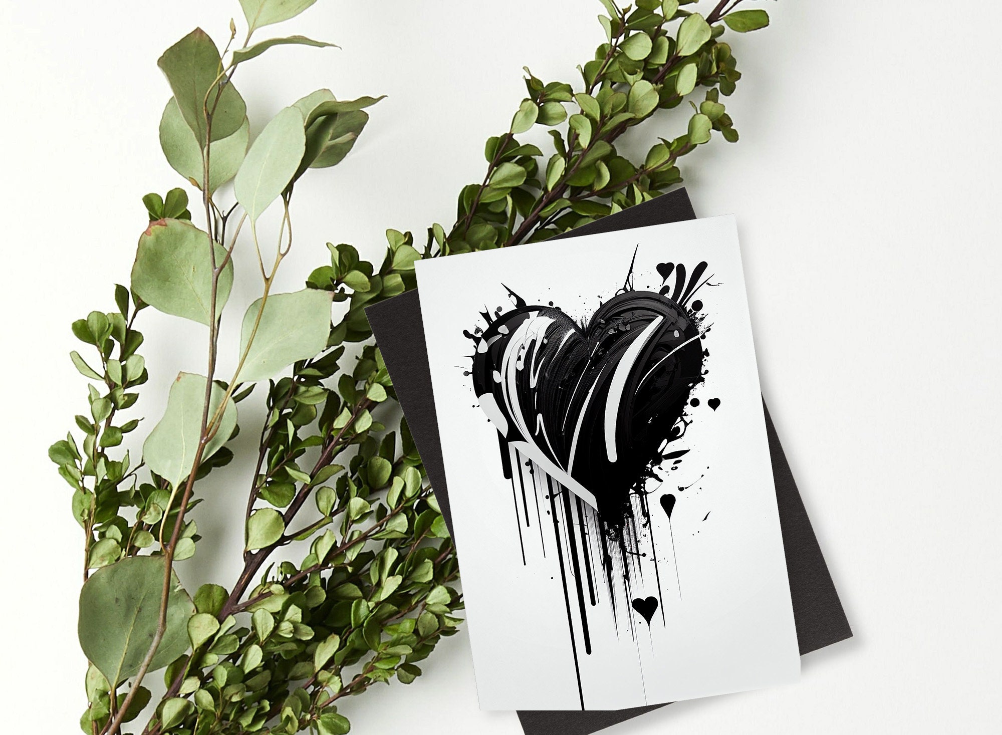 Printable Black and White Heart Dark and Elegance - Etsy