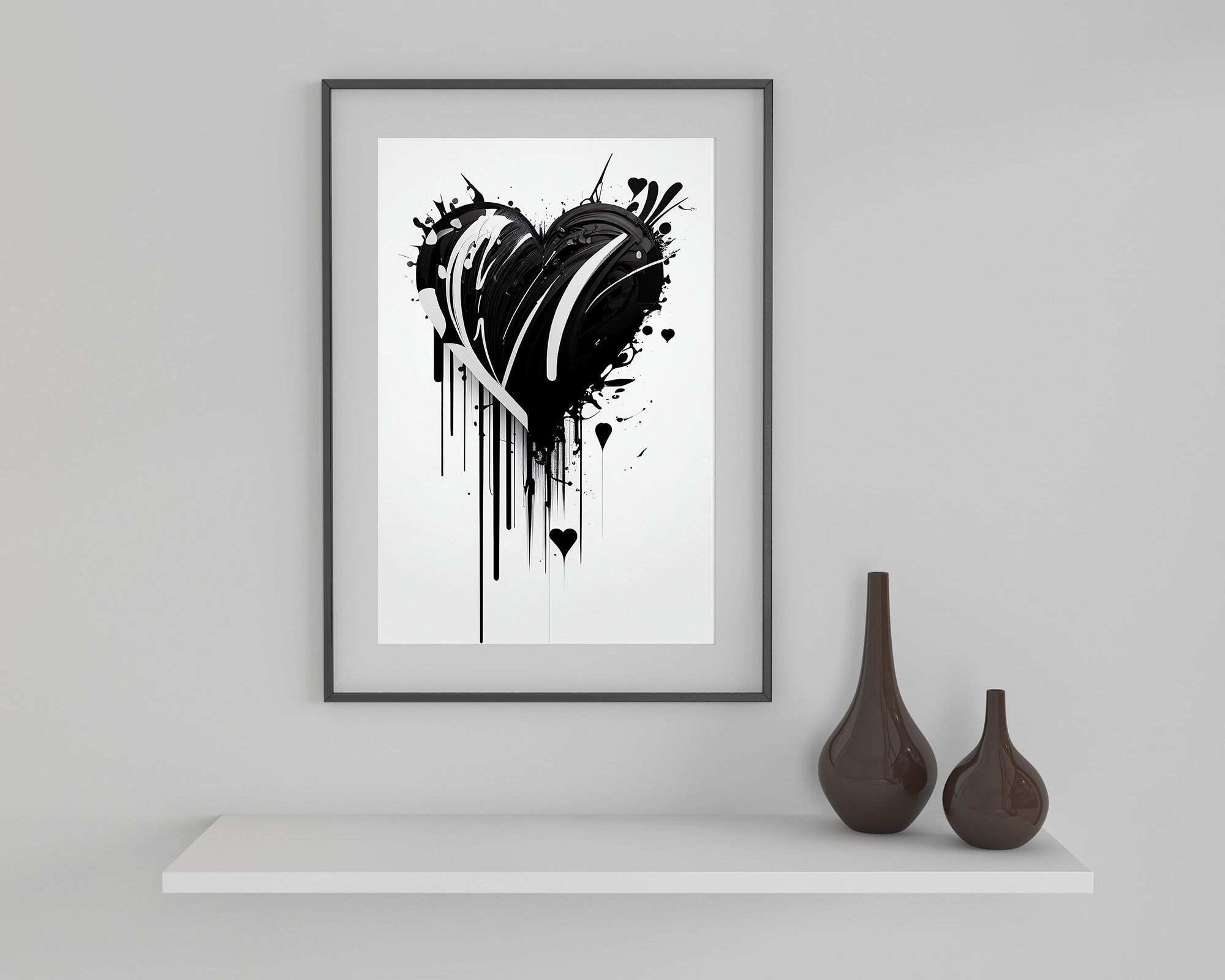 Printable Black and White Heart Dark and Elegance - Etsy