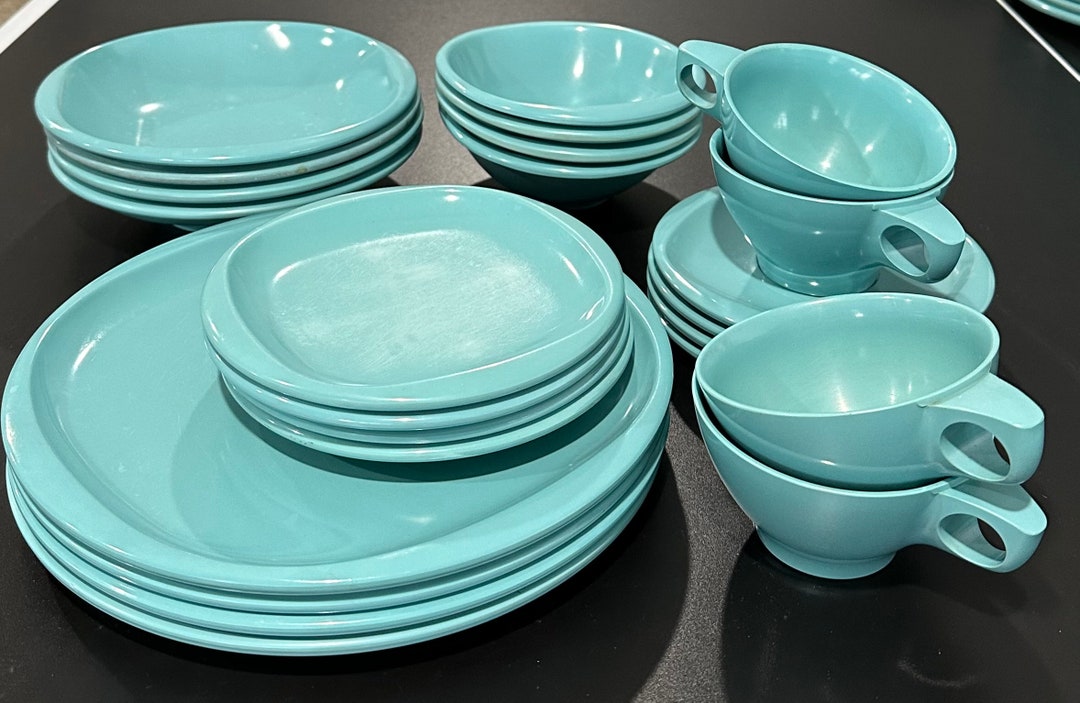 Boontonware Dinnerware Setting for 4 People VINTAGE belle Turquoise 6 ...