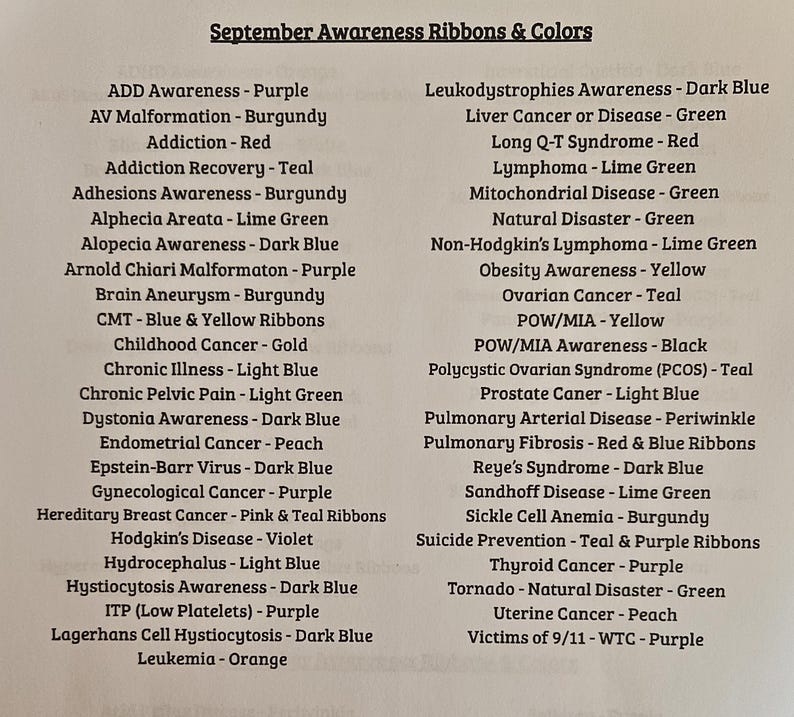 September Awareness Ribbons Great for Events, Promoting a Cause ...