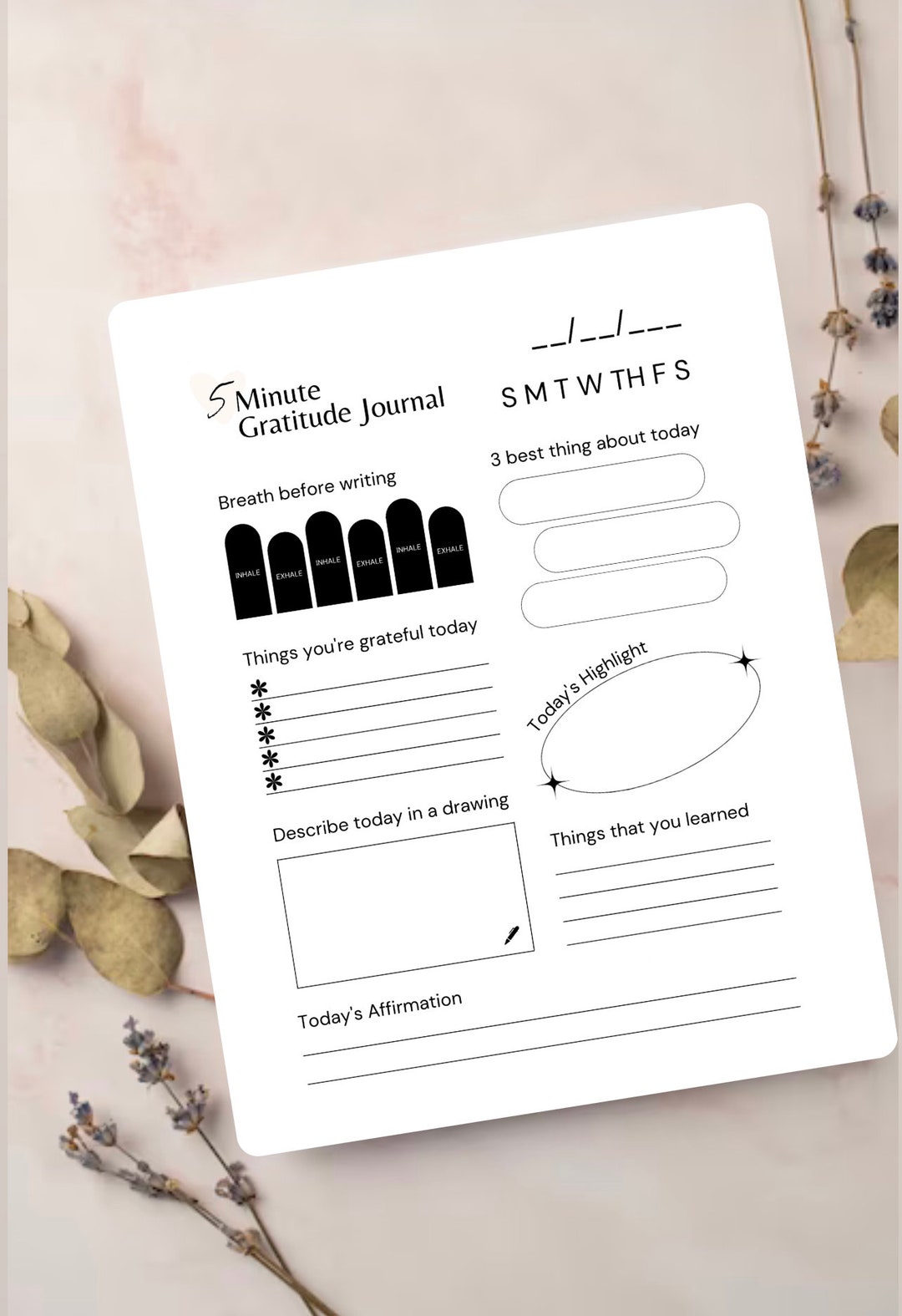 5 Minute Daily Gratitude Journal - Etsy