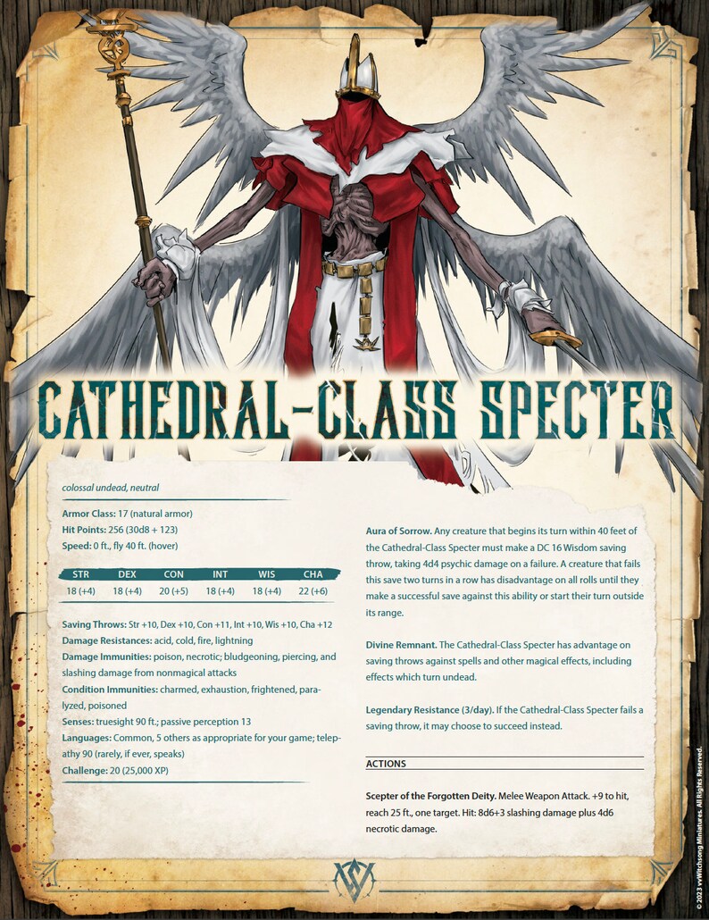 Colossal Cathedral Specter Dnd Massive Monster Giant Specter Monster ...