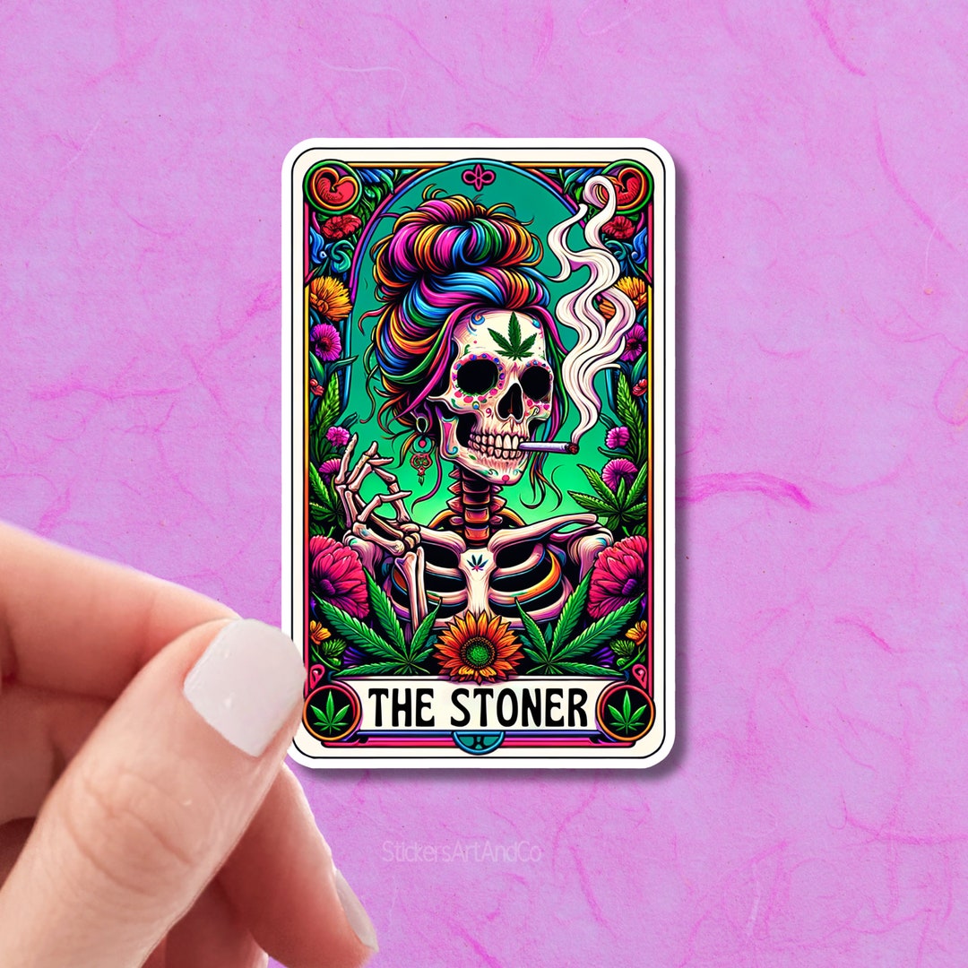 The Stoner Skeleton Funny Tarot Card Stickers / Waterproof / 420 ...