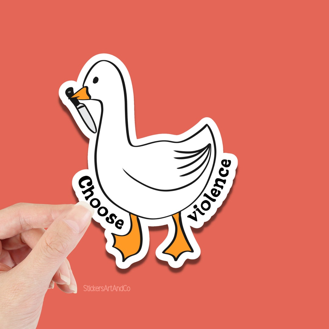 Goose With Knife Sticker / Waterproof Sticker / Funny Stickers, Meme ...