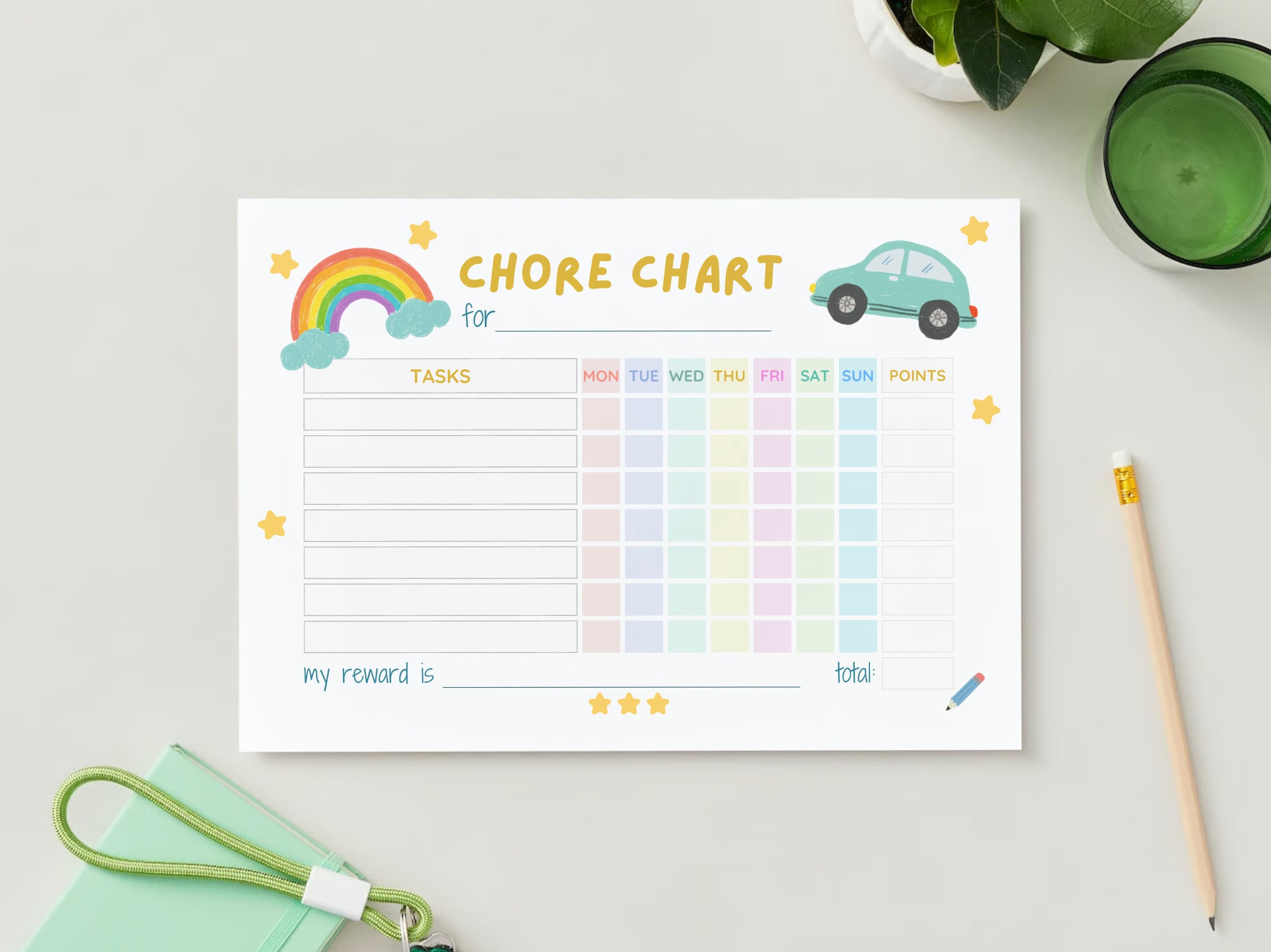 Chore Chart for Kids Kids Allowance Tracker Weekly Allowance Tracker ...