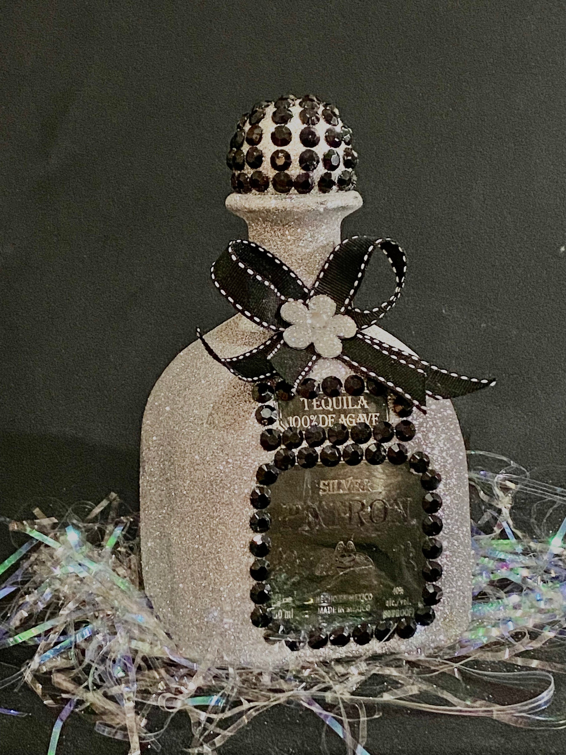 Glamour Glittered Tequila Bottle-handmade SILVER/BLACK - Etsy