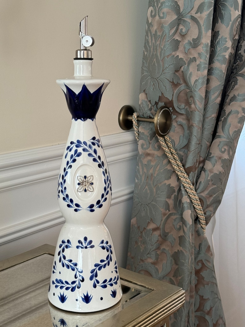 Ceramic Olive Oil Dispenser From Repurposed Clase Azul Tequila Bottle ...