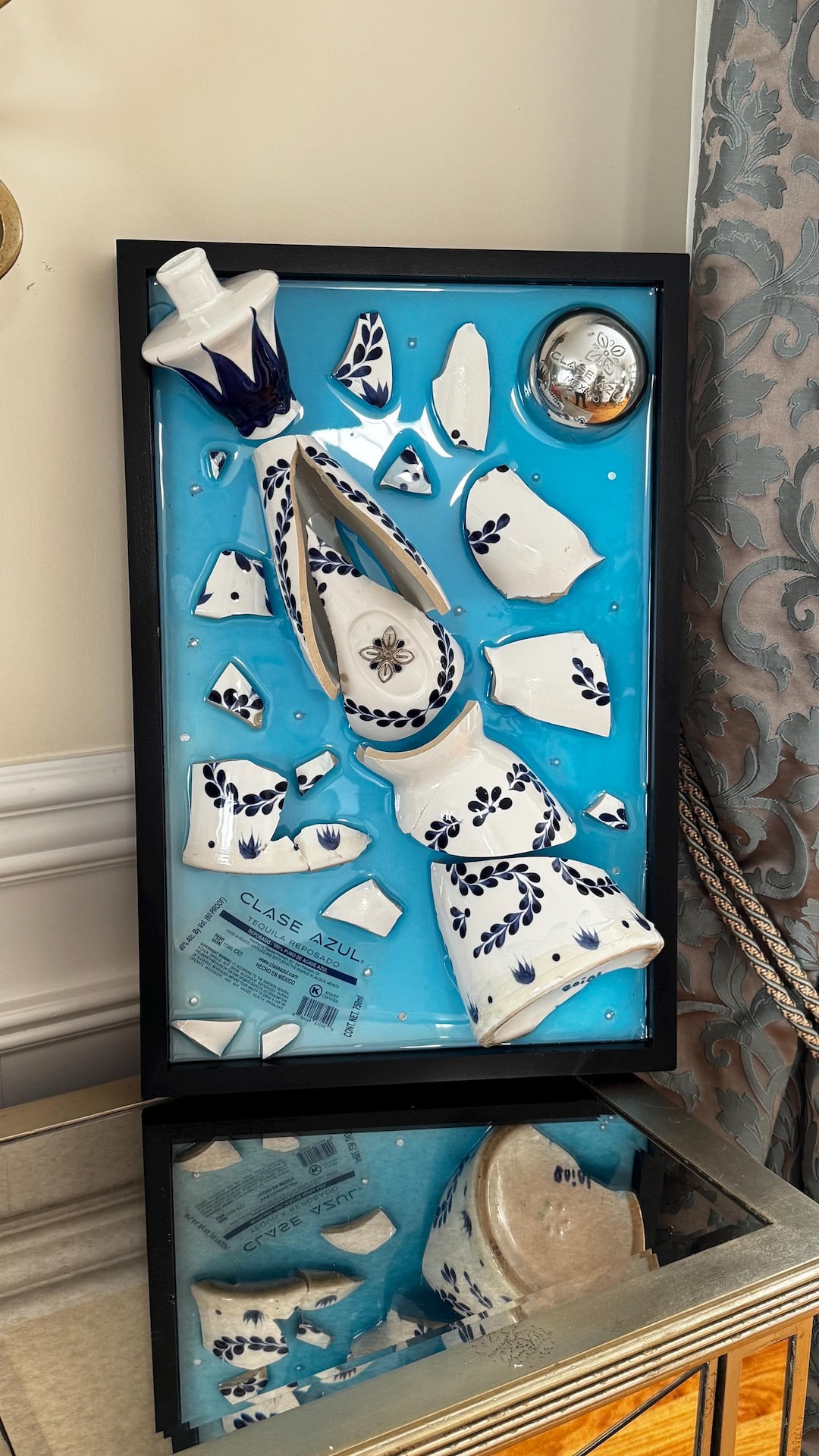 Custom Shattered Bottle Clase Azul 3D Wall Art-blue Pearl Gift for ...