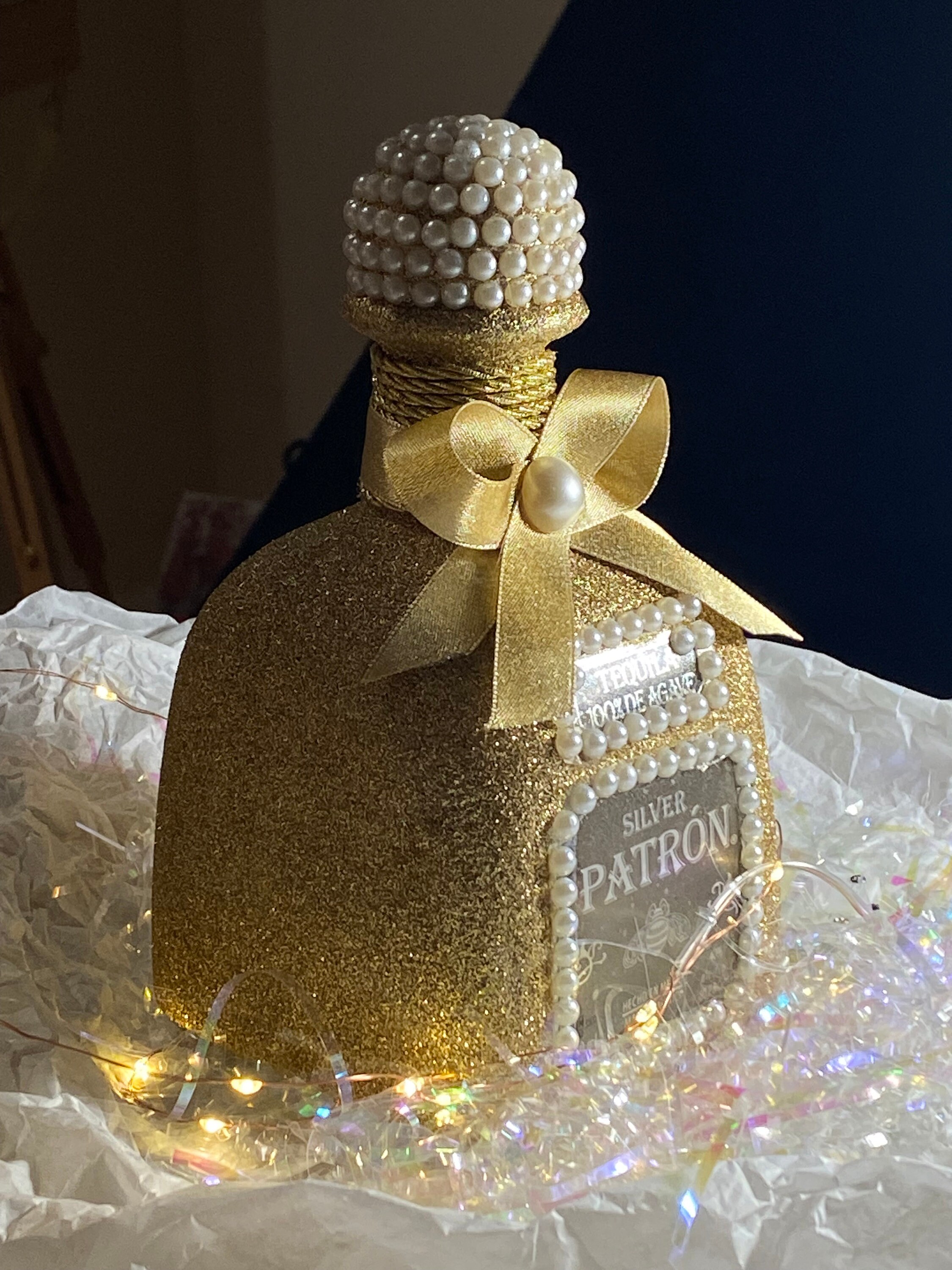 Glamour Deco Recycled Patron Tequila Bottle-handmade (empty) - Etsy