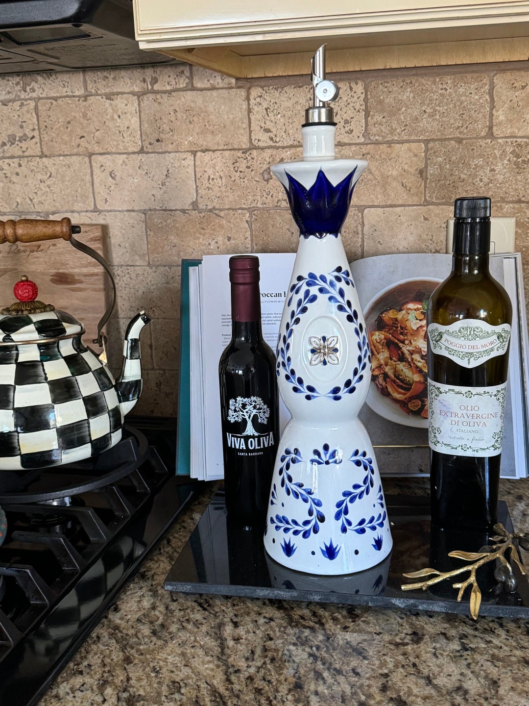 Upcycled Clase Azul Tequila Bottle Ceramic Olive Oil Dispenser - Etsy