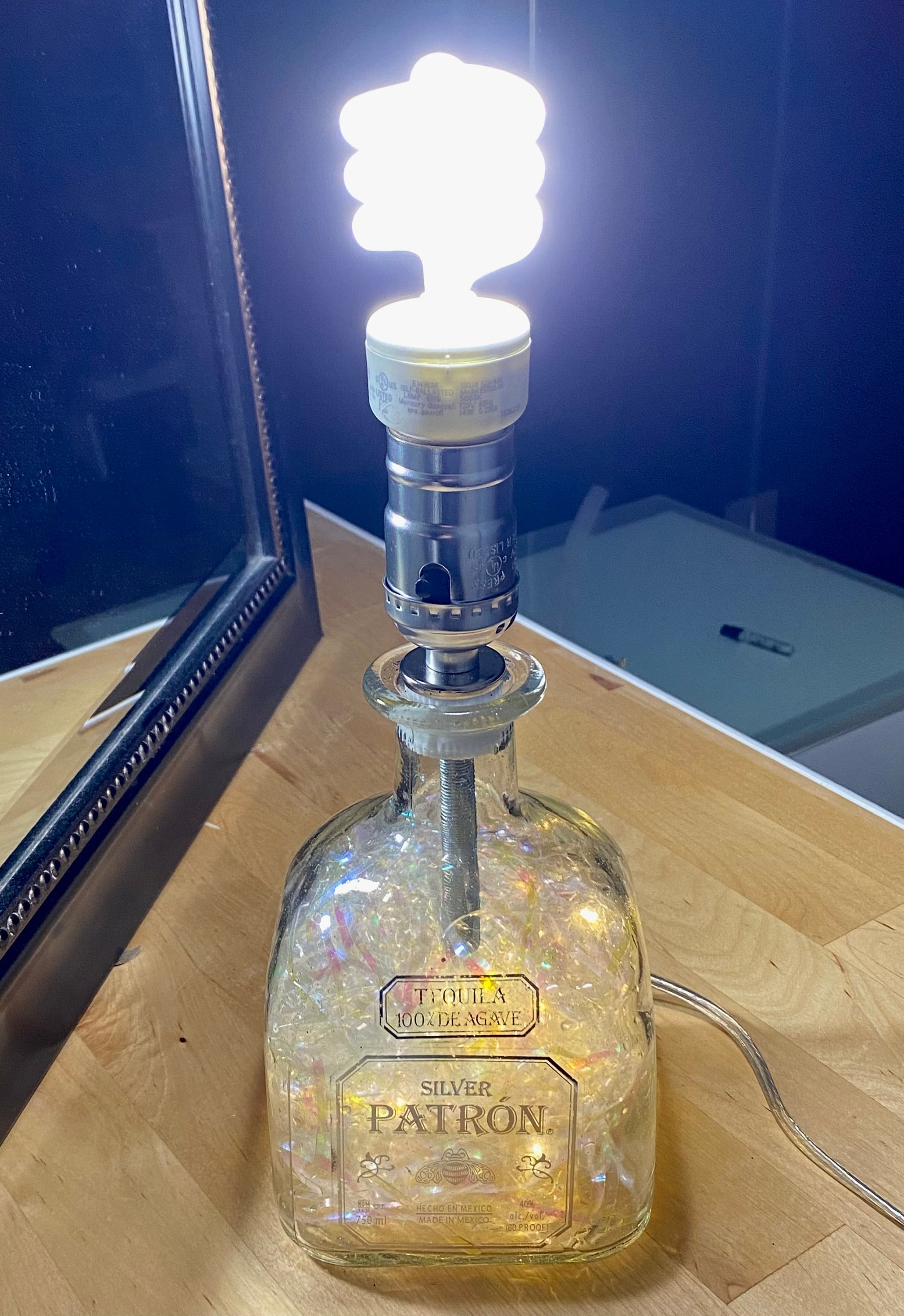 Patron Tequila Bottle Lamp With Leds handmade - Etsy