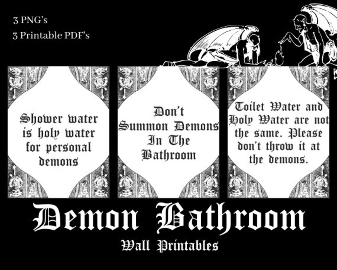 Demon Bathroom Decor | Gothic Bathroom Decor | Black and White Goth ...