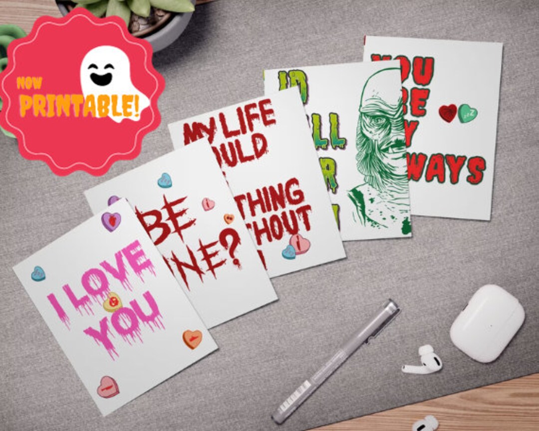 Printable Horror DBD Themed Valentines Day Cards Ghost Face Valentines ...