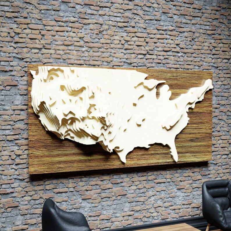 3D USA Topography Map | Laser Cut Files | Multilayered Wall Art (svg ...