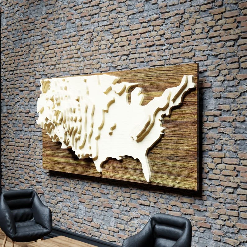 3D USA Topography Map | Laser Cut Files | Multilayered Wall Art (svg ...