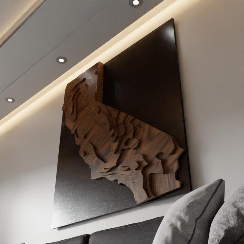 3D California Topography Map Laser Cut Files | Multilayered Wall Art ...