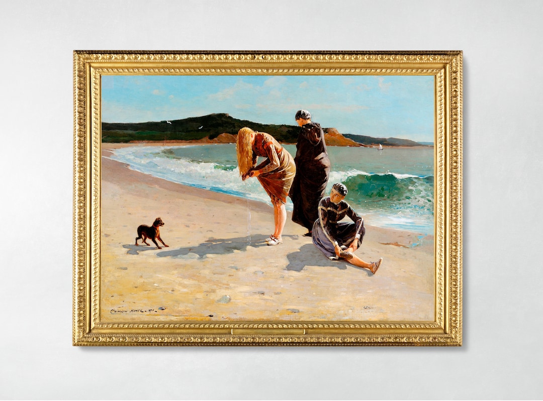 Beach Portrait A Day at the Beach Vintage Painting Circa 1870 - Etsy