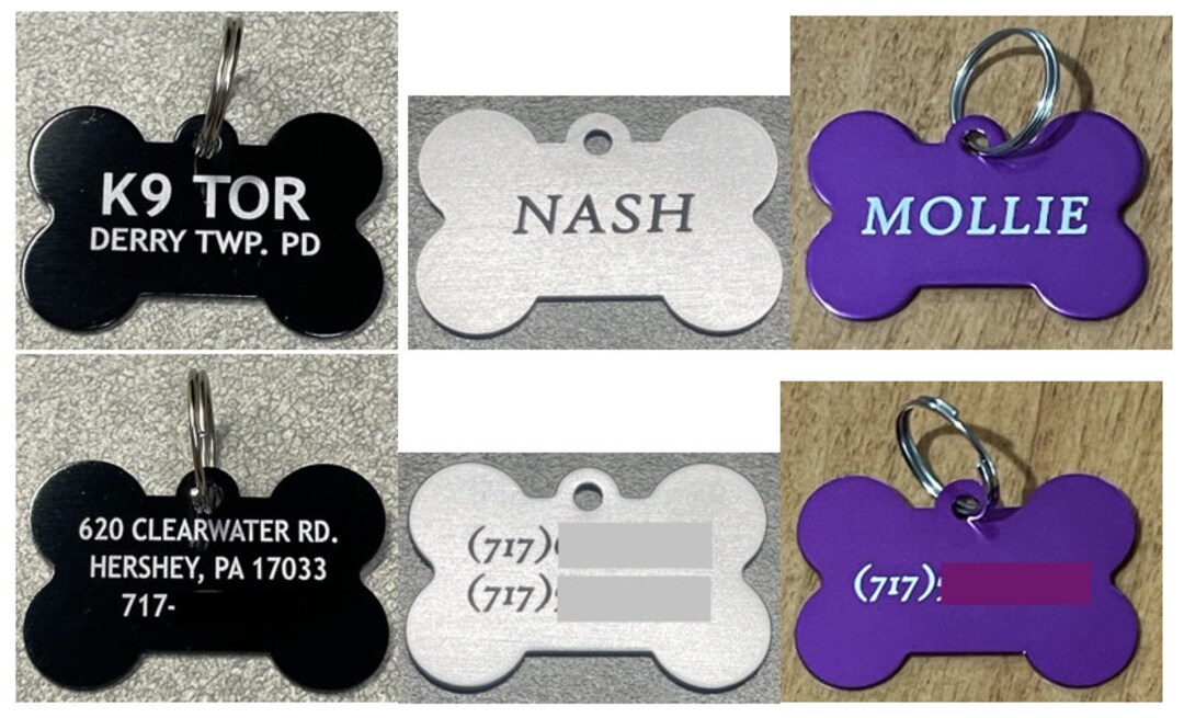 Personalized Dog Bone ID Tag: Custom Laser Engraved Pet Collar - Etsy