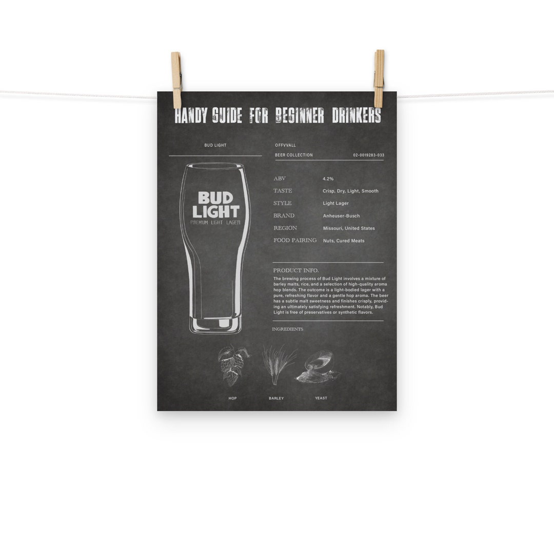 Bud Light Beer Poster, Beer Brand Print, Alcohol Sign, Beer Recipe ...