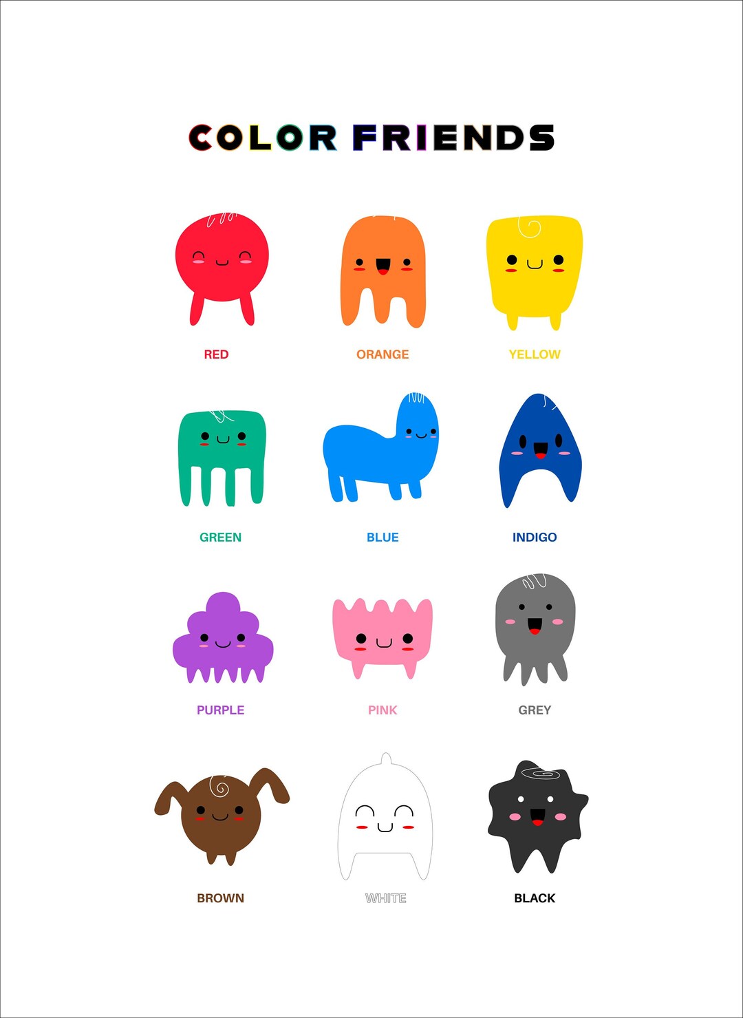 Color Educational Poster, Color Chart for Kids, Toddler Room Decor ...